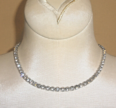 Vintage Classic Round Clear Rhinestone Evening Necklace by Weil Jewelry ...