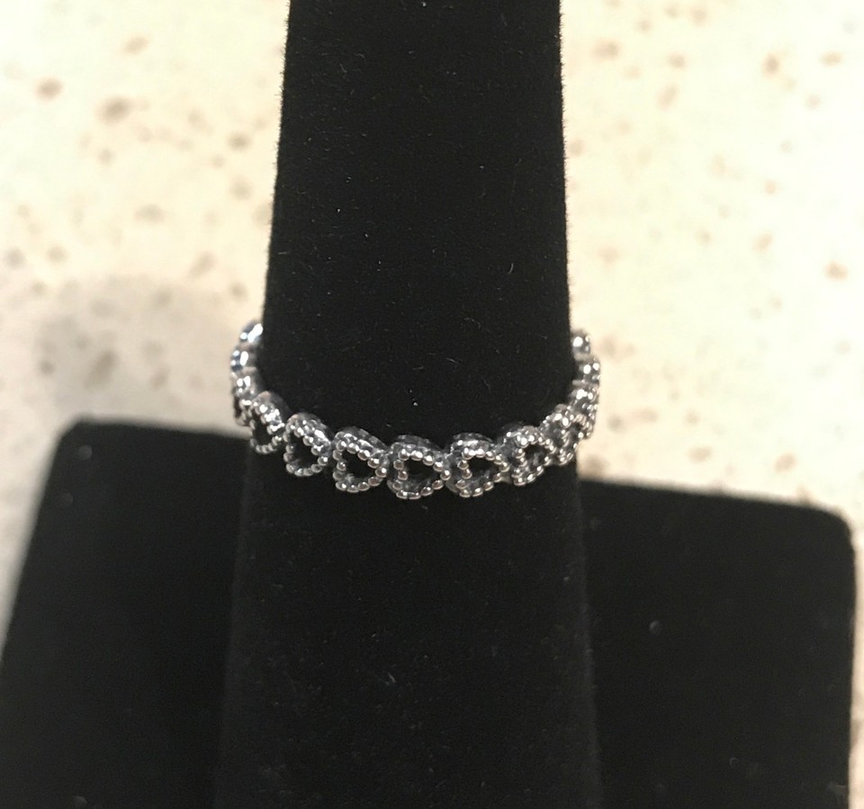 Pandora Linked Love Ring #190980 + HINGED BOX & POLISHING CLOTH+Tag ...