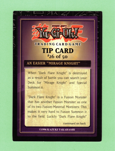 YUGIOH TIP CARD #26 OF 50 "AN EASIER 'MIRAGE KNIGHT' " DR1-EN26 (225 ...