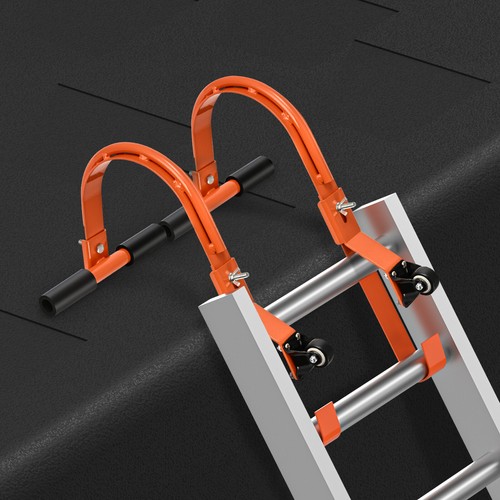 2 in 1 2 Pack Ladder Roof Hook 500lbs Rubber Grip Wheels Steel Ladder ...