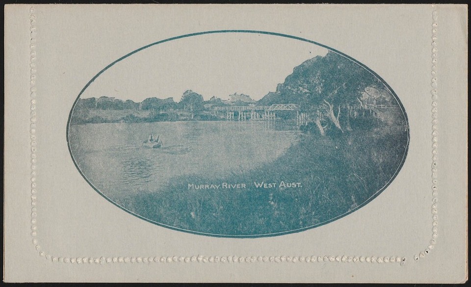 AUSTRALIA Lettercard 1914 KGV 1d 'Murray River West Aust' WITHOUT sky ...