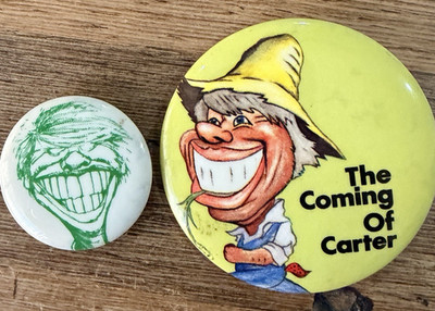 Lot of 2 - 1976 Jimmy Carter SMILE Caricature pin button RARE | eBay