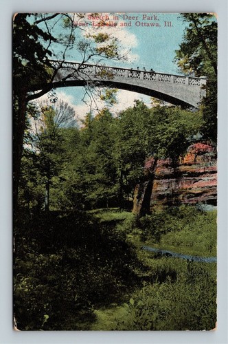 Ottawa IL, Walking Bridge, Scenic Gorge, Deer Park, Illinois Vintage ...