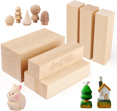 7 Pcs Basswood Carving Blocks,Carving Soft Wooden Block,Premium Wood ...