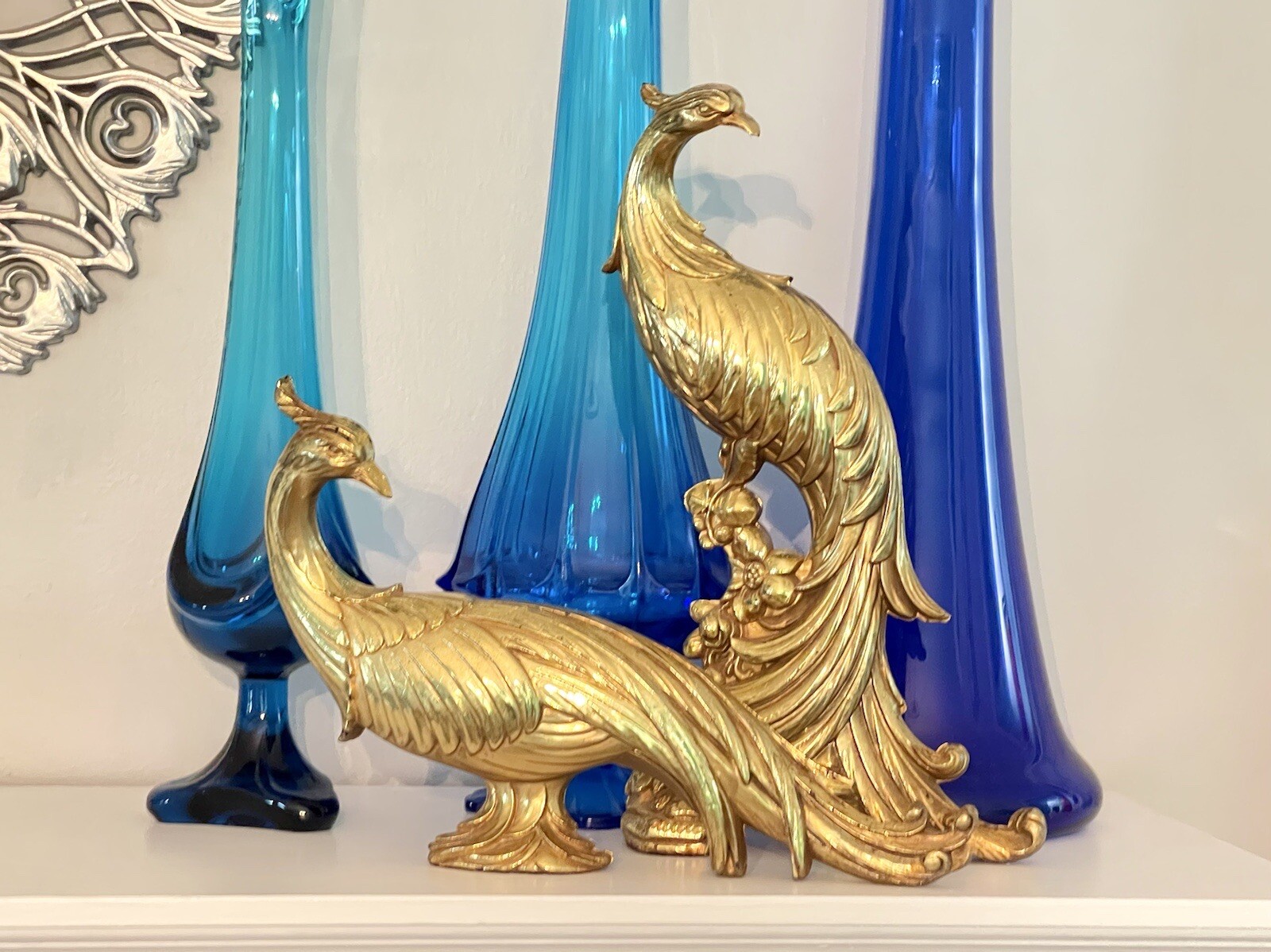 VINTAGE MID CENTURY MODERN PAIR SYROCO BIRDS PEACOCKS SCULPTURES ...