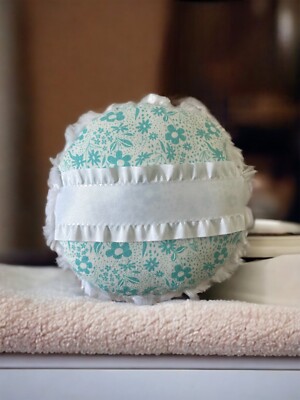 Body Powder Talcum Applicator PUFF Large 5” White Blue Floral - Made In ...