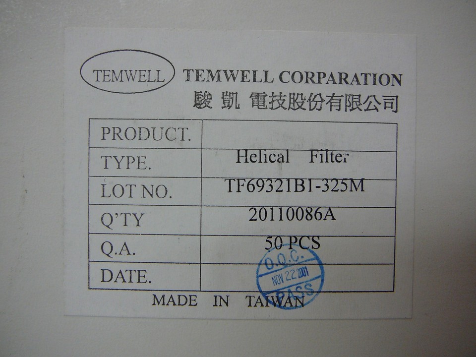 TEMWELL VHF UHF HELICAL FILTER 311MHz ~ 355MHz **NEW** Qty.2 | eBay