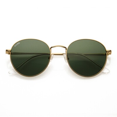GLVSS Brand 'Gunna' Metal Round Sunglasses Gold Frame Green Polarized ...