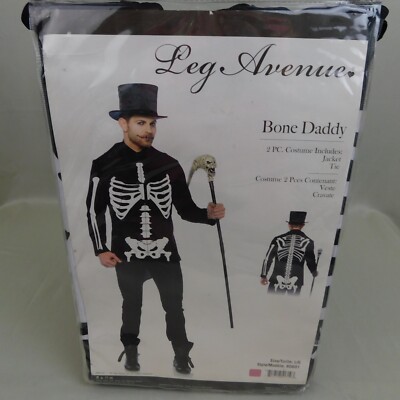 Leg Avenue Bone Daddy Men's Skeleton Jacket Halloween Costume - Large ...