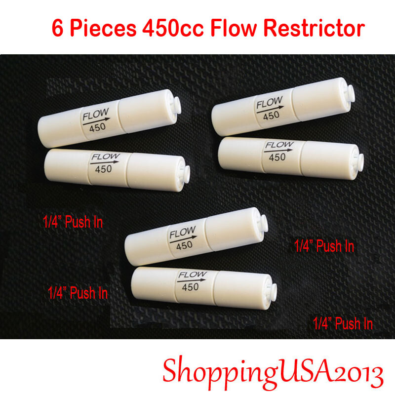 6 Pcs 450 ML Flow Restrictor Push In Quick Connect Unter Sink RO Water ...
