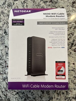 Netgear C3700 N600 Wireless WiFi Docsis 3.0 Cable Modem Router with ...