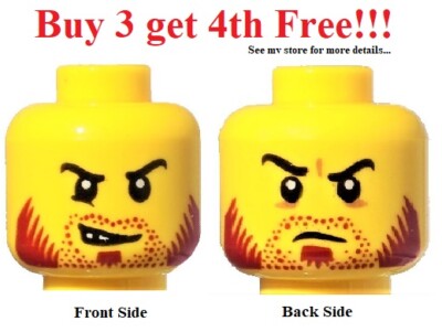 ☀️NEW Lego Male Minifigure Minifig Dual Head Red Beard Goatee #23 | eBay