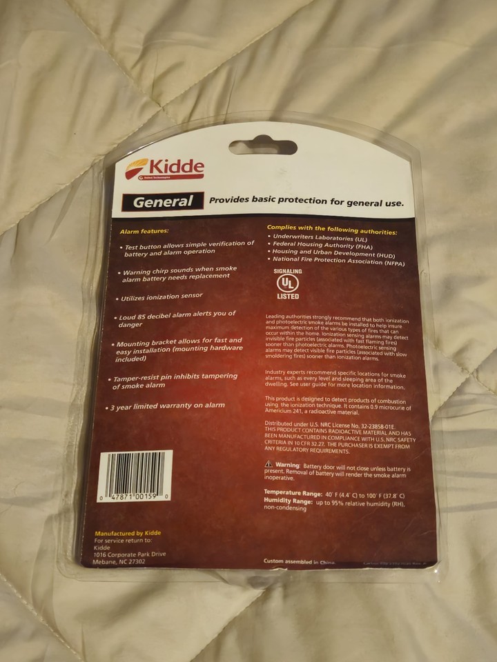 Battery Operated Smoke Alarm Model # i9030 Kidde • New - Battery ...