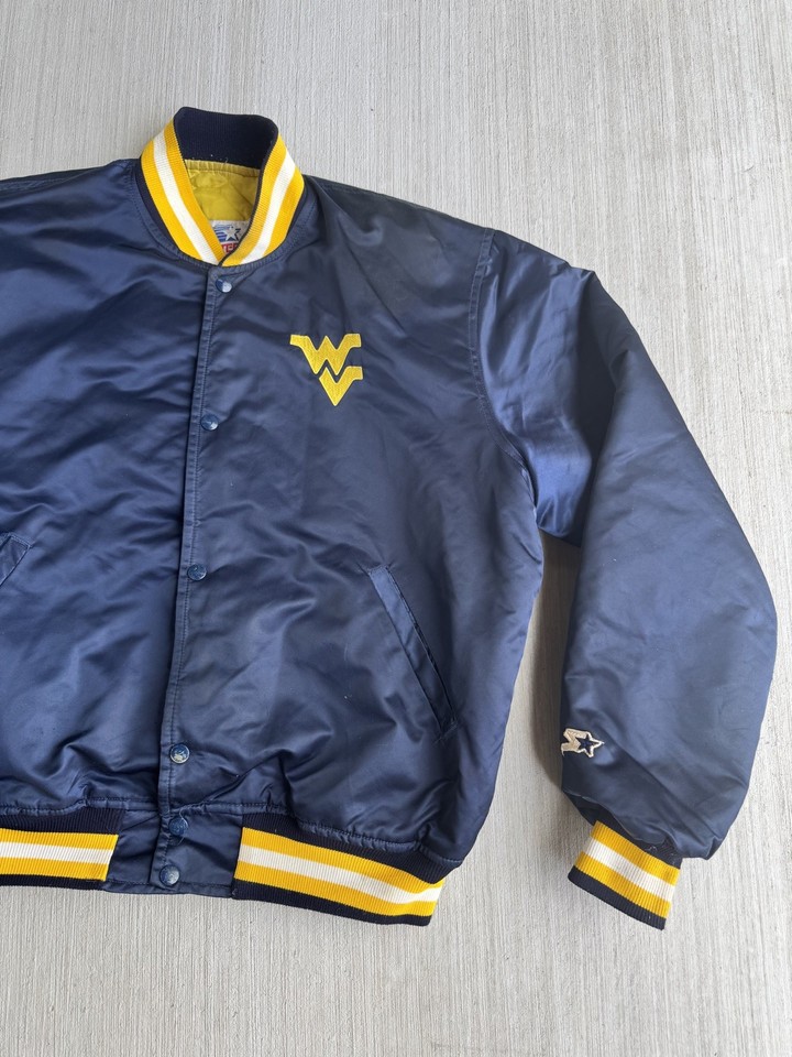 Vintage Starter West Virginia Jacket College Navy Mens XL 80s Nylon SEE ...