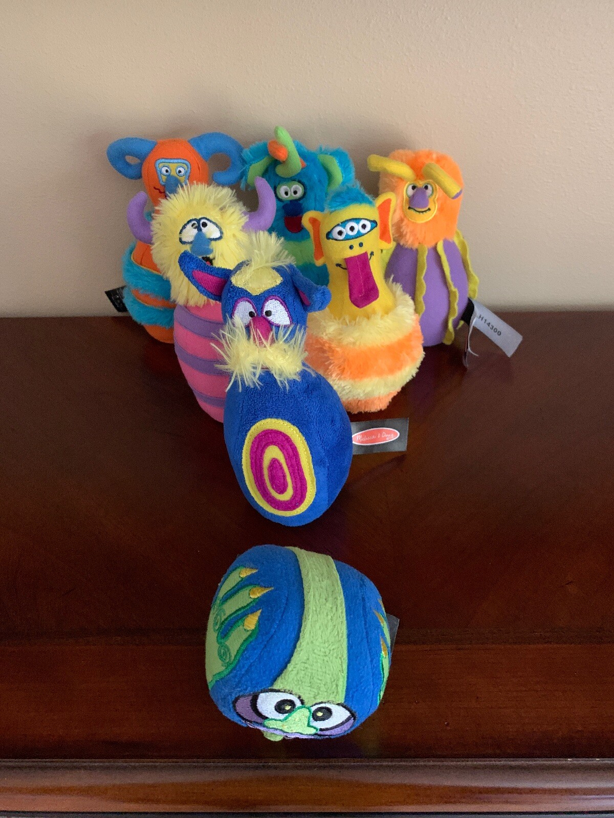 Melissa & Doug 🎳 Plush Monster Bowling Set 6 Pins 1 Ball EXCELLENT ...