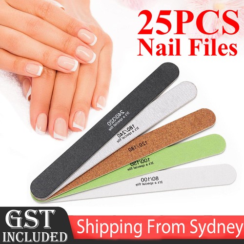 25PCS Double Sided 100/120/180/240 Grit Nail Files Emery Boards Nail ...