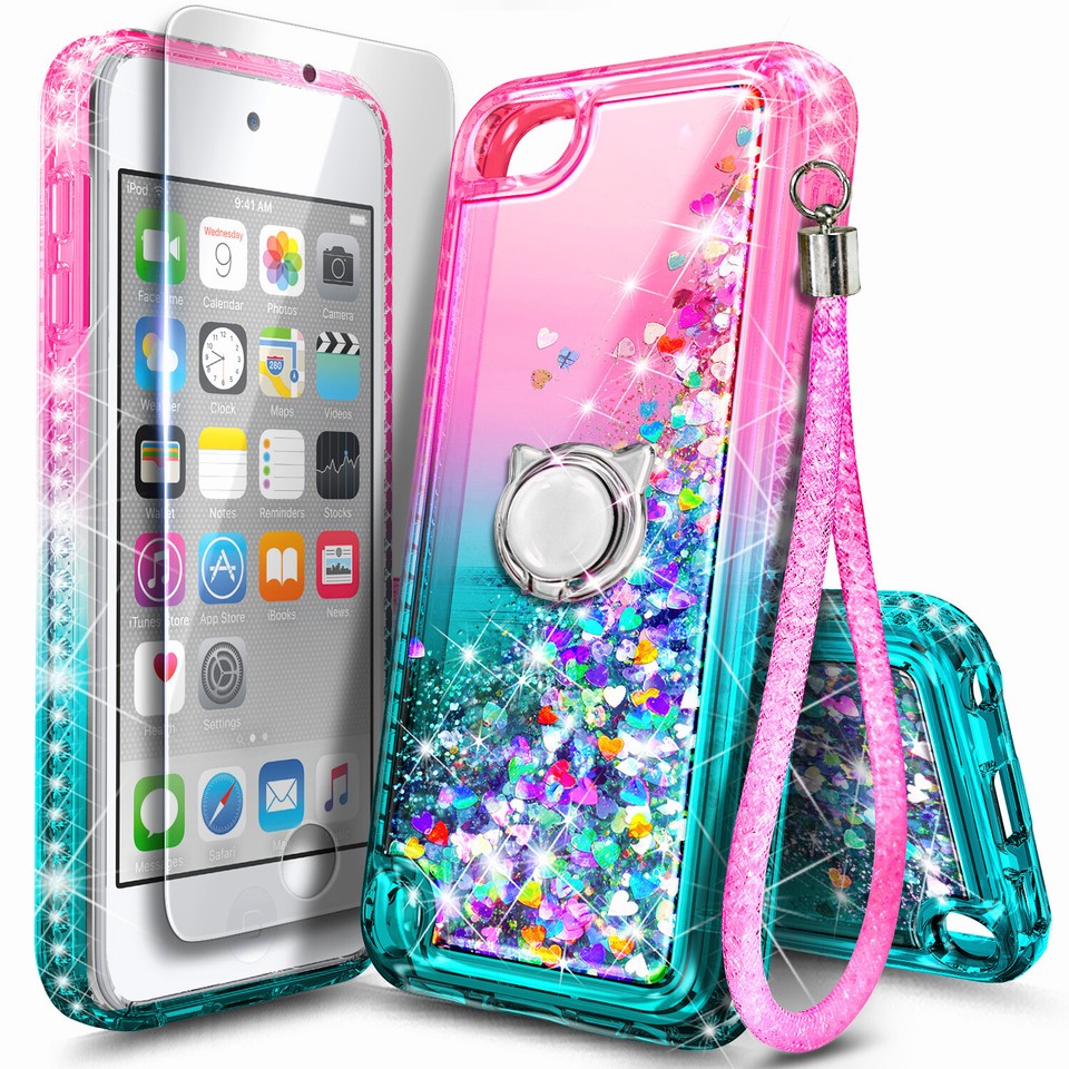 For iPod Touch 5th 6th 7th Gen Case Liquid Glitter Bling Cover +Screen ...