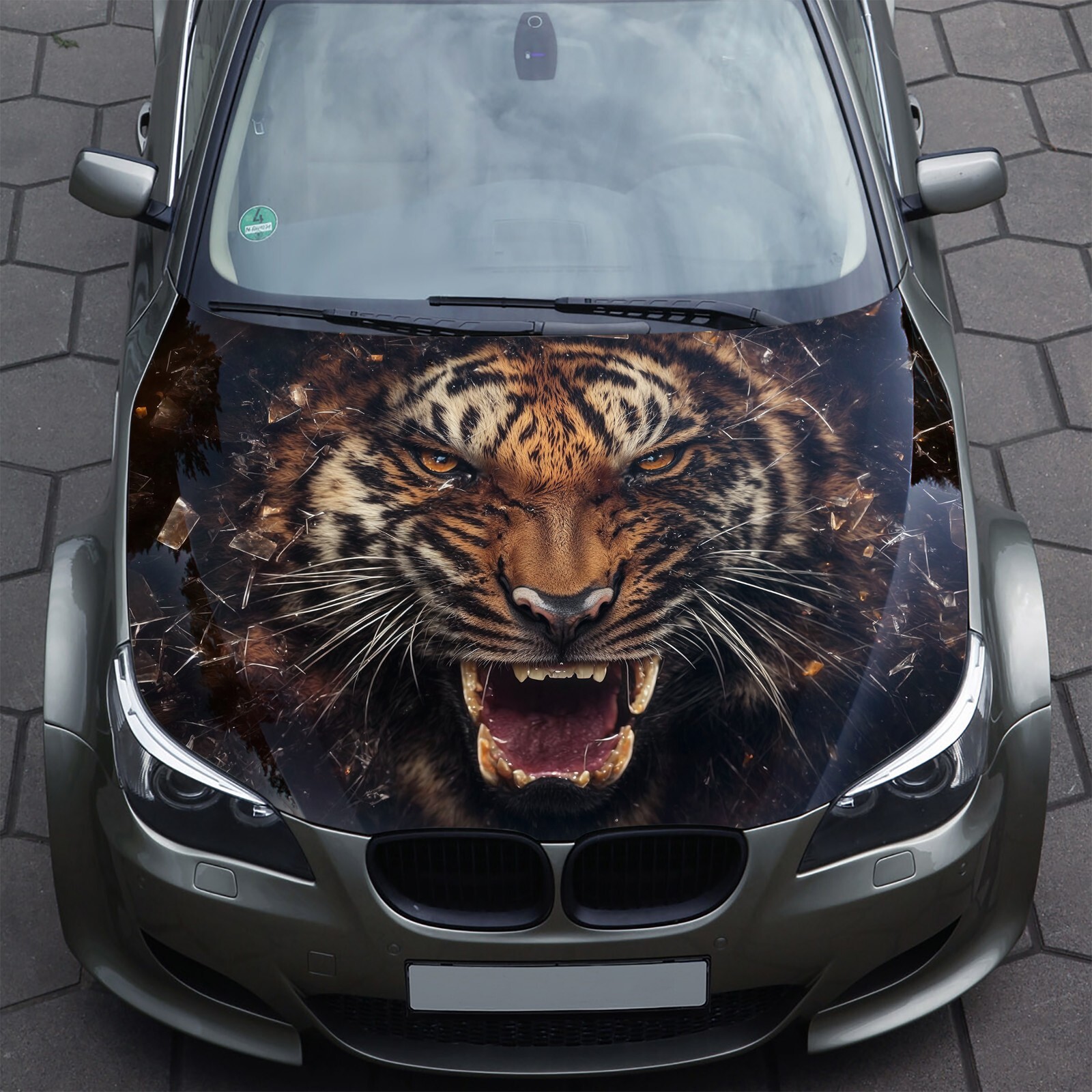 Angry Tiger Car Hood Wrap Decal Vinyl Sticker Full Color Graphic Fit ...