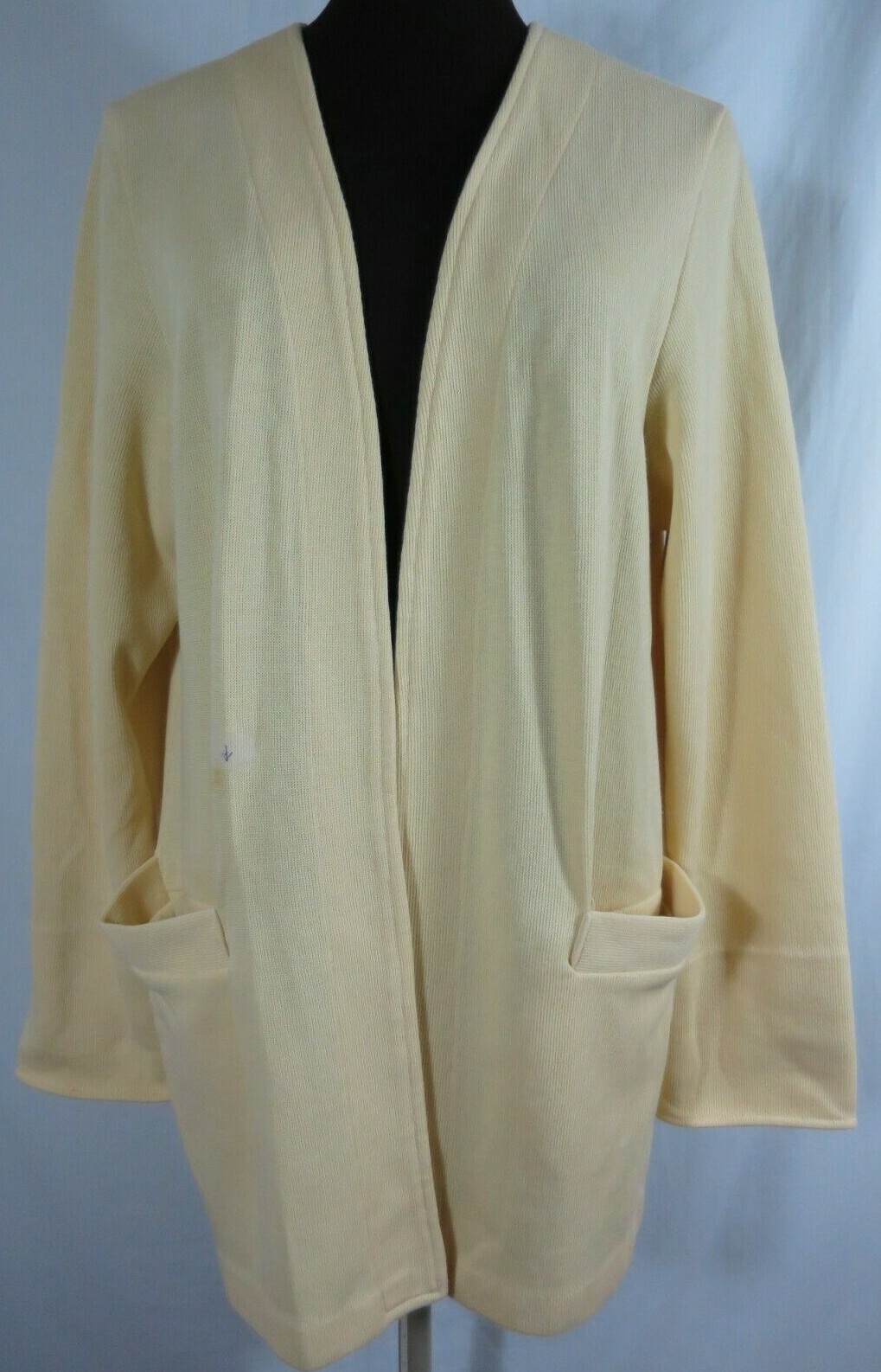 Weekenders Yellow Open Front Cardigan Sweater Pockets Collarless Size S ...