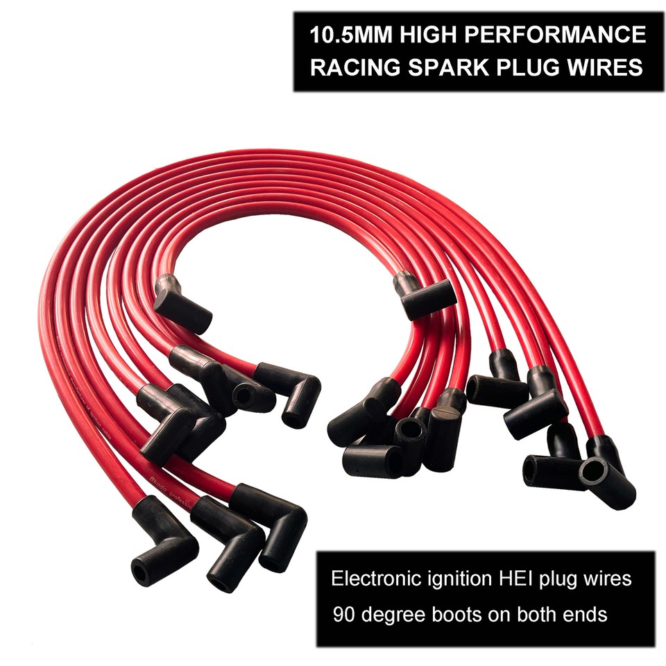 9PCS 10.5 MM Spark Plug Wires Set For Chevy HEI SBC BBC 350 383 454 ...
