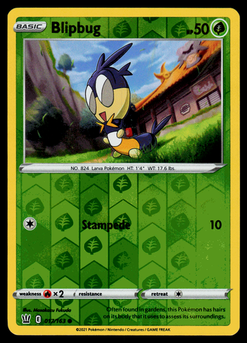 Pokemon Card - SWSH - Battle Styles Blipbug 017/163 Reverse Holo - NM ...