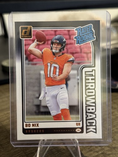 Bo Nix (RC) 2024 Panini Donruss Throwback Rated Rookie Denver Broncos ...
