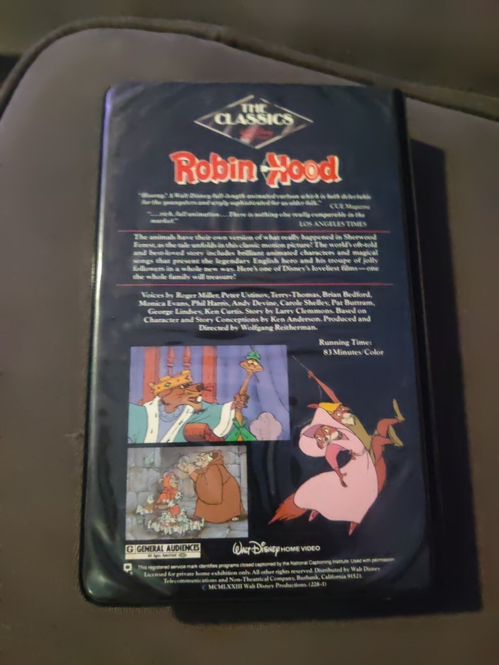 Walt Disney Productions Robin Hood (VHS, 1991) Rare 9786302178920 | eBay