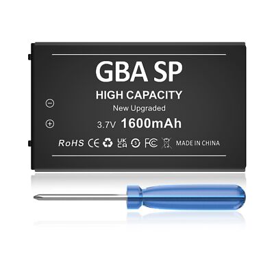 For Gameboy Advance SP Battery Rechargeable 1600mAh Nintendo GBA SP ...