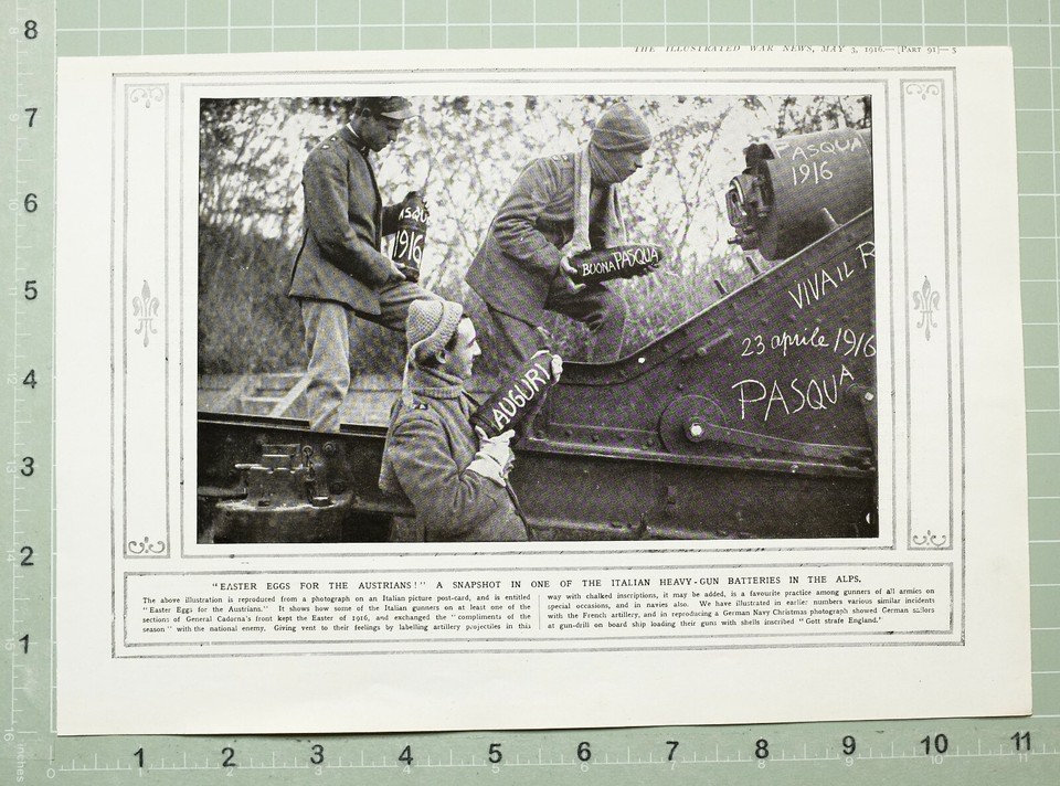1916 WWI WW1 Estampado Italiano Gunners Heavy-Gun Pilas en El Alpes ...