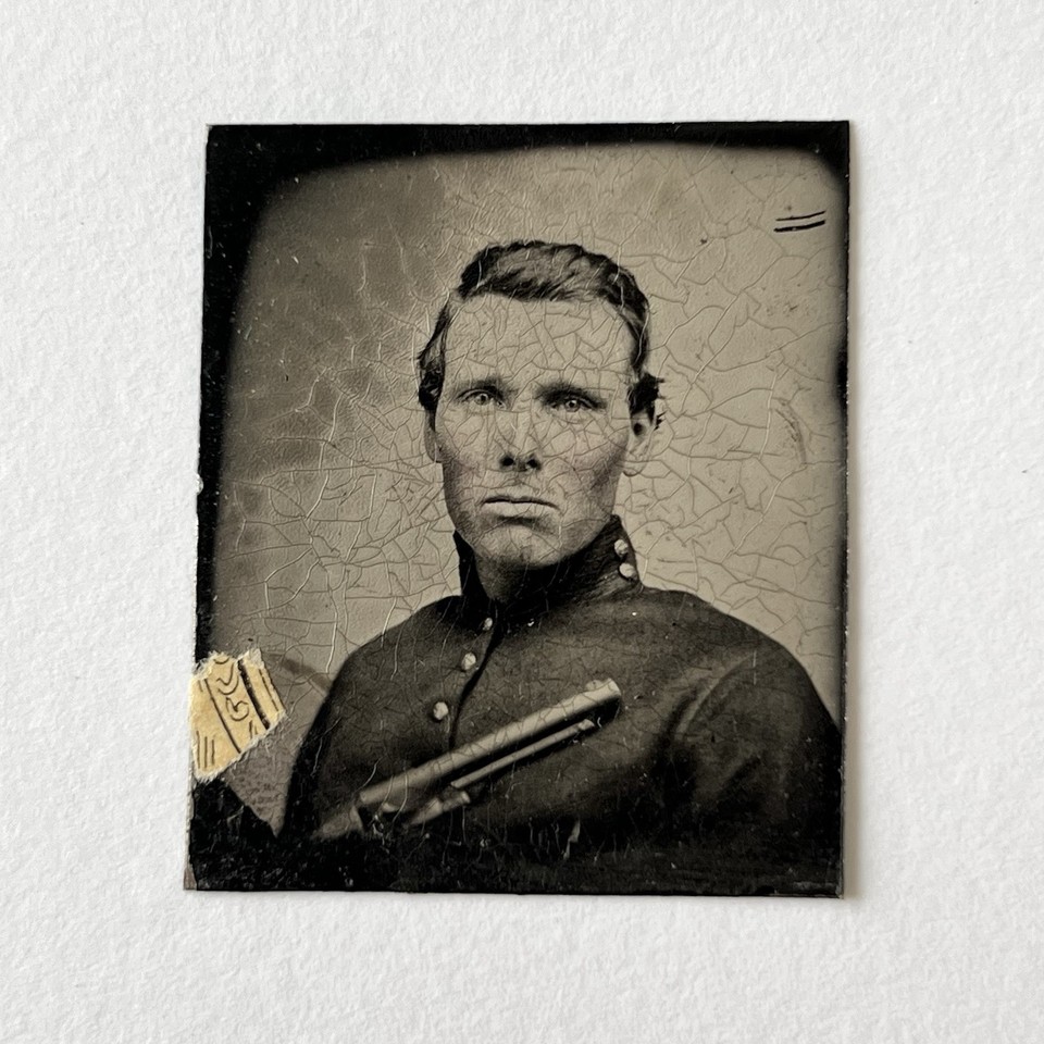 Antique Gem Tintype Photograph Handsome Man Soldier American Civil War ...