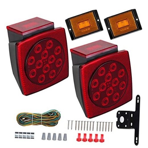 LED Trailer Light Kit, 2PCS Trailer Lights w/Wire Square Trailer Light ...