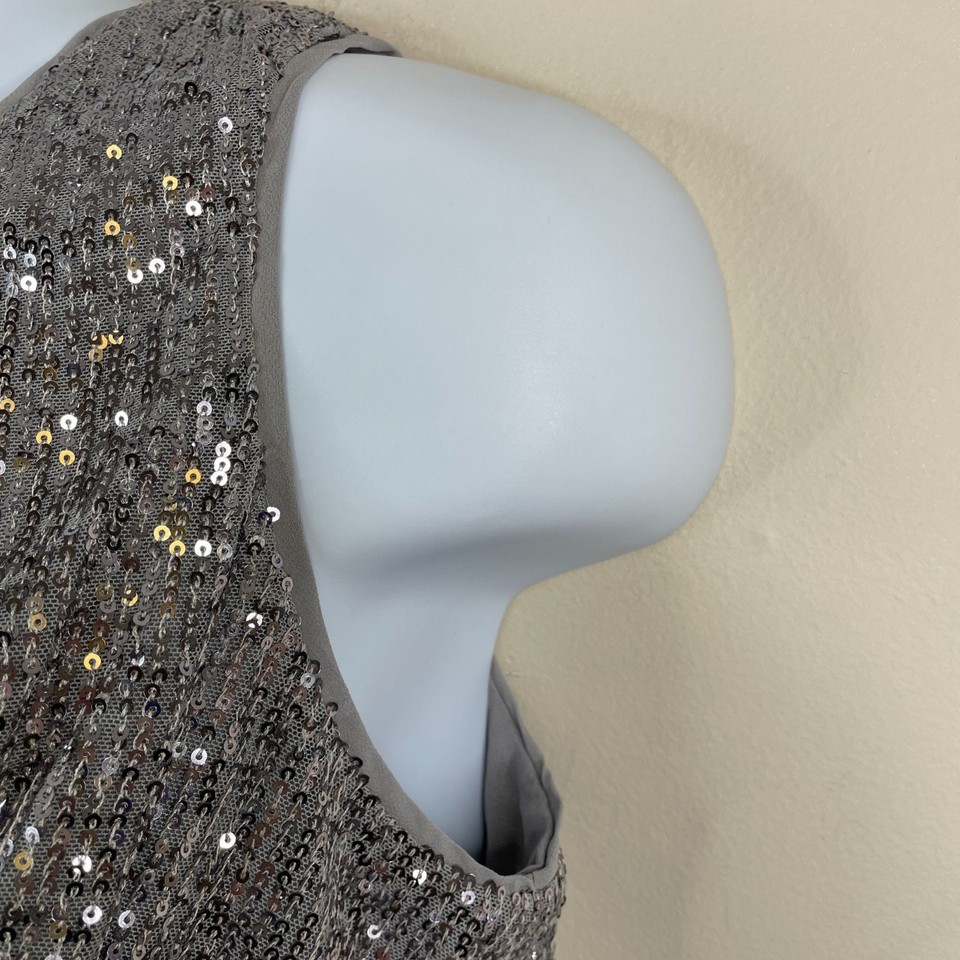 Lulus Babydoll Sequin Crop Top Womens XLarge Silver Rave Festival Going ...