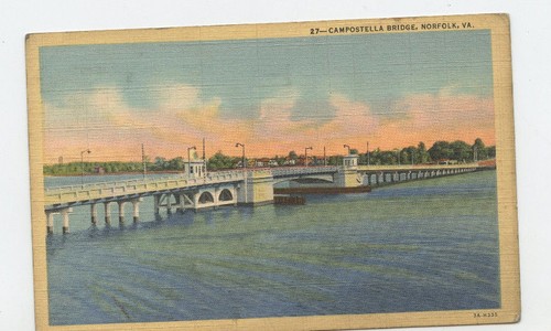 1944 Linen Postcard Campostella Brdige, Norfolk, VA. | eBay