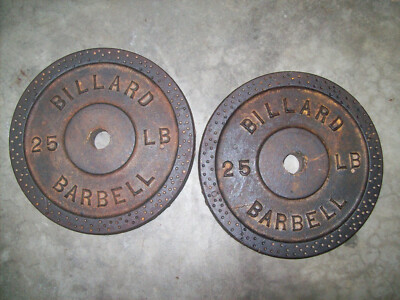 vtg BILLARD BARBELL 25s "fat boys" BodyBuilding York STRONGMAN Fitness ...