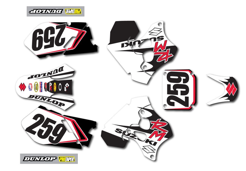 SUZUKI RM 125 RM 250 Graphics Kit for 1996 1997 1998 Motocross MX ...