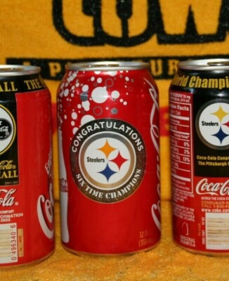 🏈PITTSBURGH STEELERS SIX TIME CHAMPIONS COCA COLA COKE 12 oz CANS ...