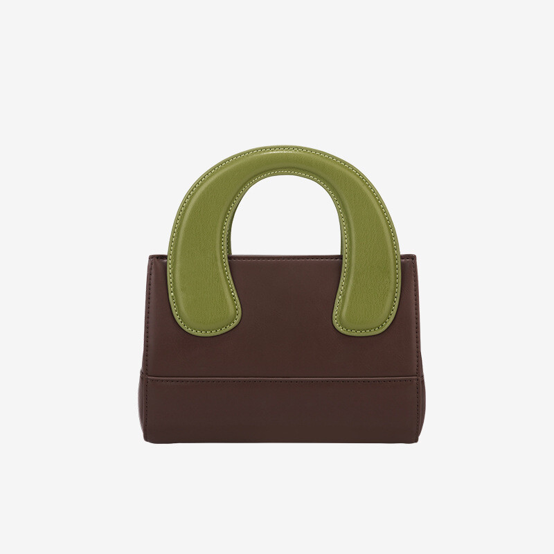 Small Mini Oversized Handles Leather Tote Clutch Box Handbag Purse ...