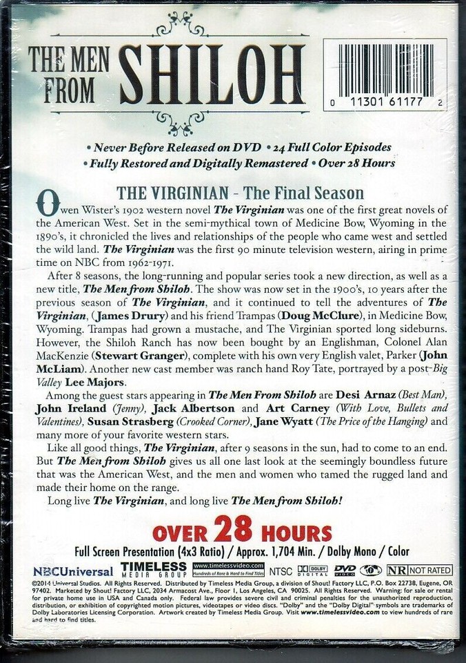 The Men From Shiloh: The Virginian - Final Season DVD Set (8 Discs ...