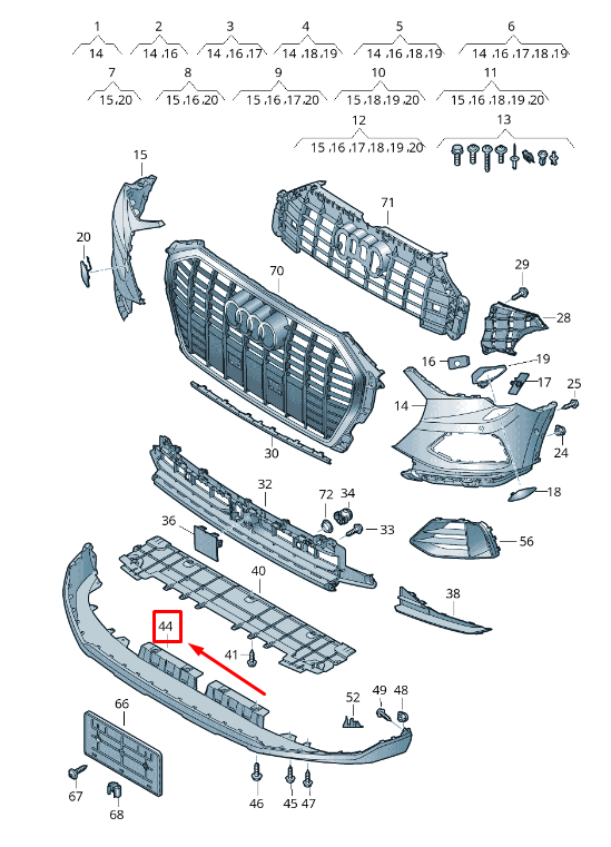 AUDI Q3 F3 Sportback Front Bumper Spoiler 83A8070614W3 83A807061 4W3 ...