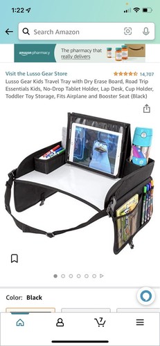 Lusso Gear Kids Travel Tray gray Tray with Dry Erase Board, No-Drop ...