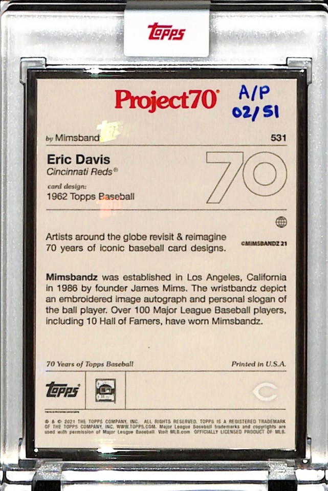 2021 TOPPS PROJECT 70 #531 ERIC DAVIS BY MIMSBANDZ P70 AP SILVER FRAME ...
