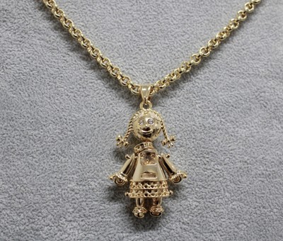 9ct Gold XP Necklace with Rag Doll Pendant, 4 Chain options | eBay UK