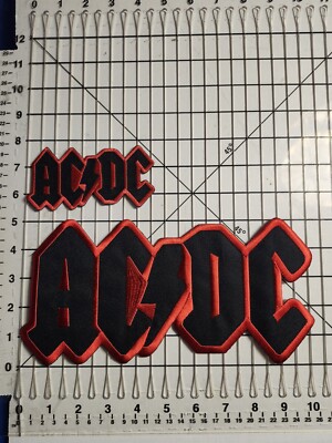 AC/DC EMBROIDERED PATCHES / LOT OF 2 / 1 HUGE 10.25X5 INCH & 1 SMALL ...