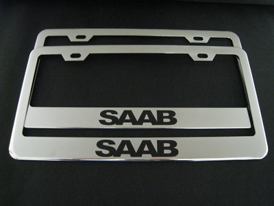 2x SAAB Stainless Steel License Plate Frame Rust Free W/ Caps | eBay
