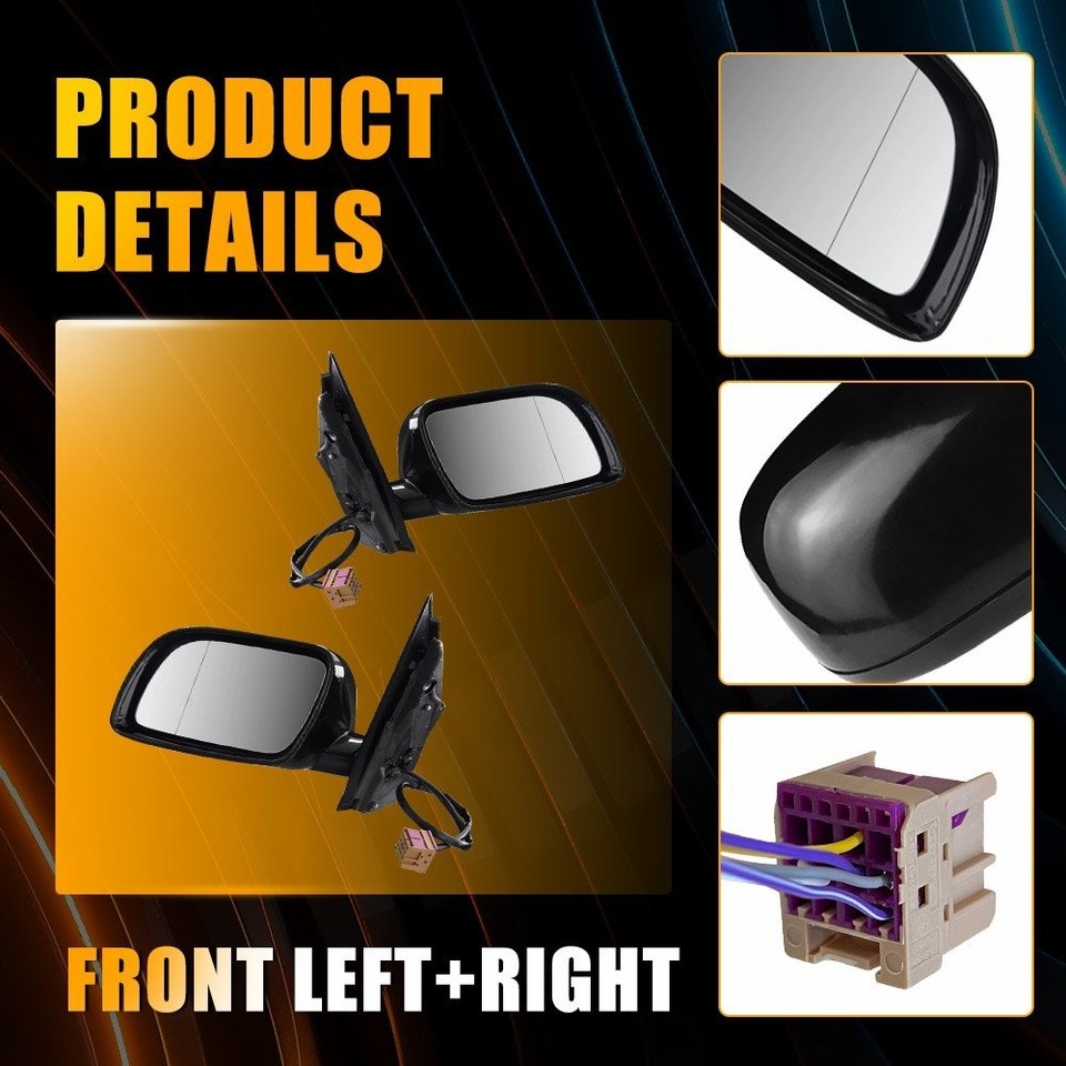 For VW Polo MK4 9N 2002-05 2x Black Electric Wing Mirror Heated Left ...