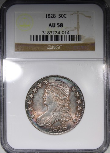 1828 Capped Bust Half Dollar NGC AU58 Nicely Toned Type Coin Color | eBay