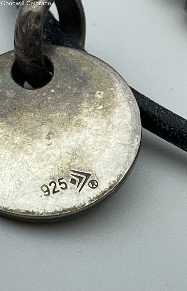 Silpada Sterling Silver Engraved Round Pendant Cord Necklace 16" - 17 ...