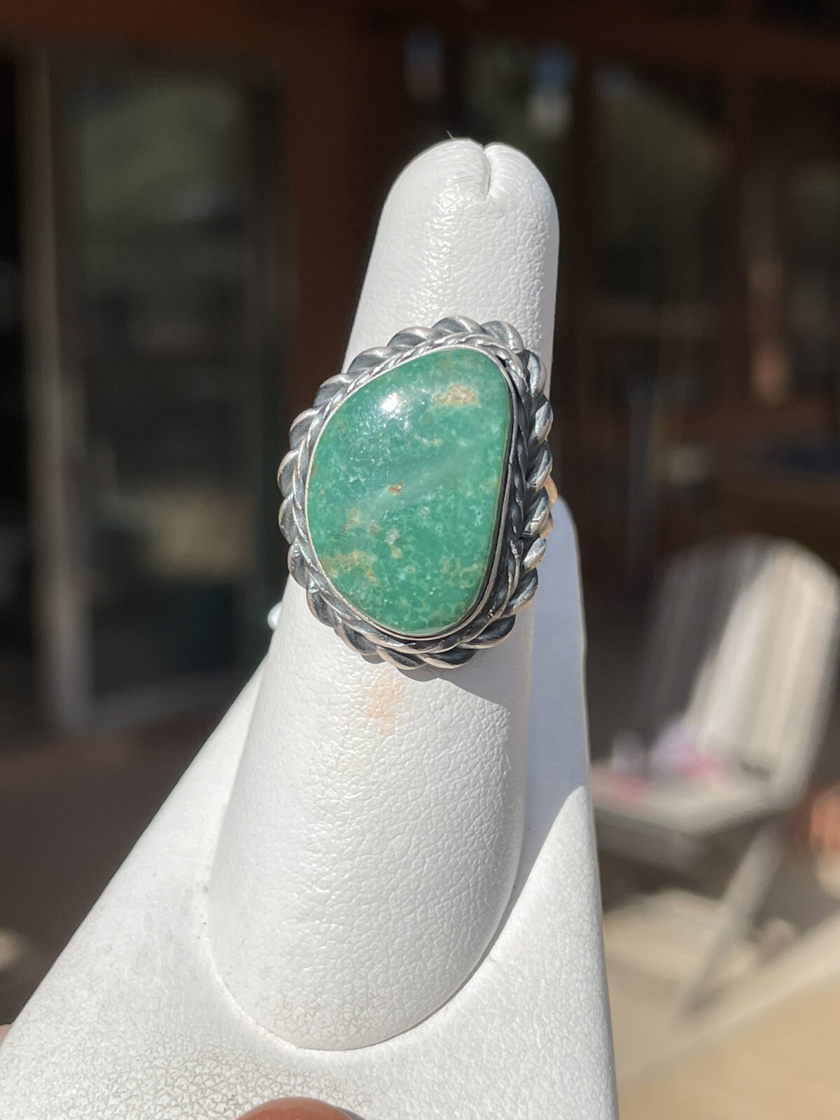 Royston Green & Caramel Matrix Turquoise Sterling Rin… - Gem