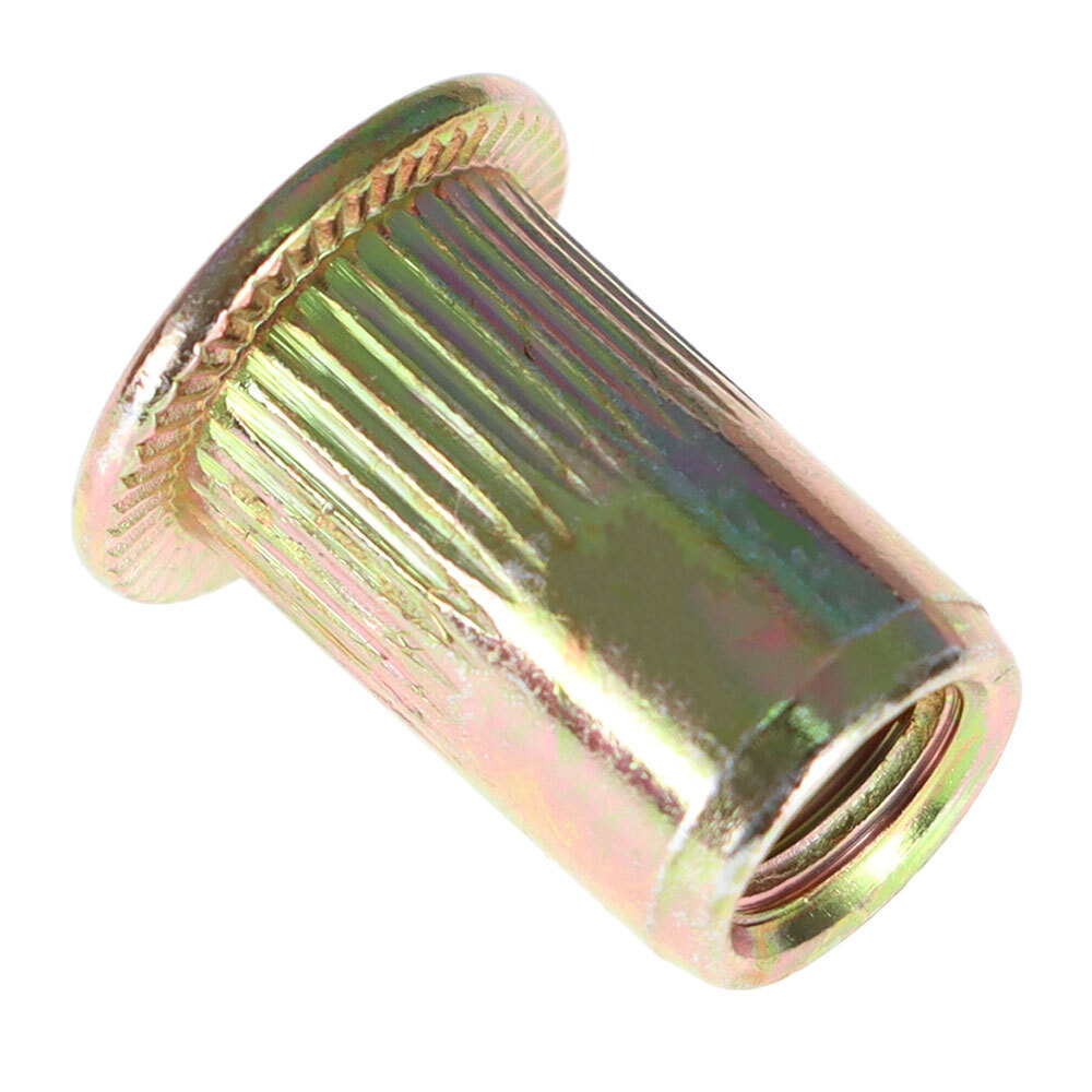 100 Pcs M6 Metric Carbon Steel Rivet Nut Flat Head Threaded Insert ...