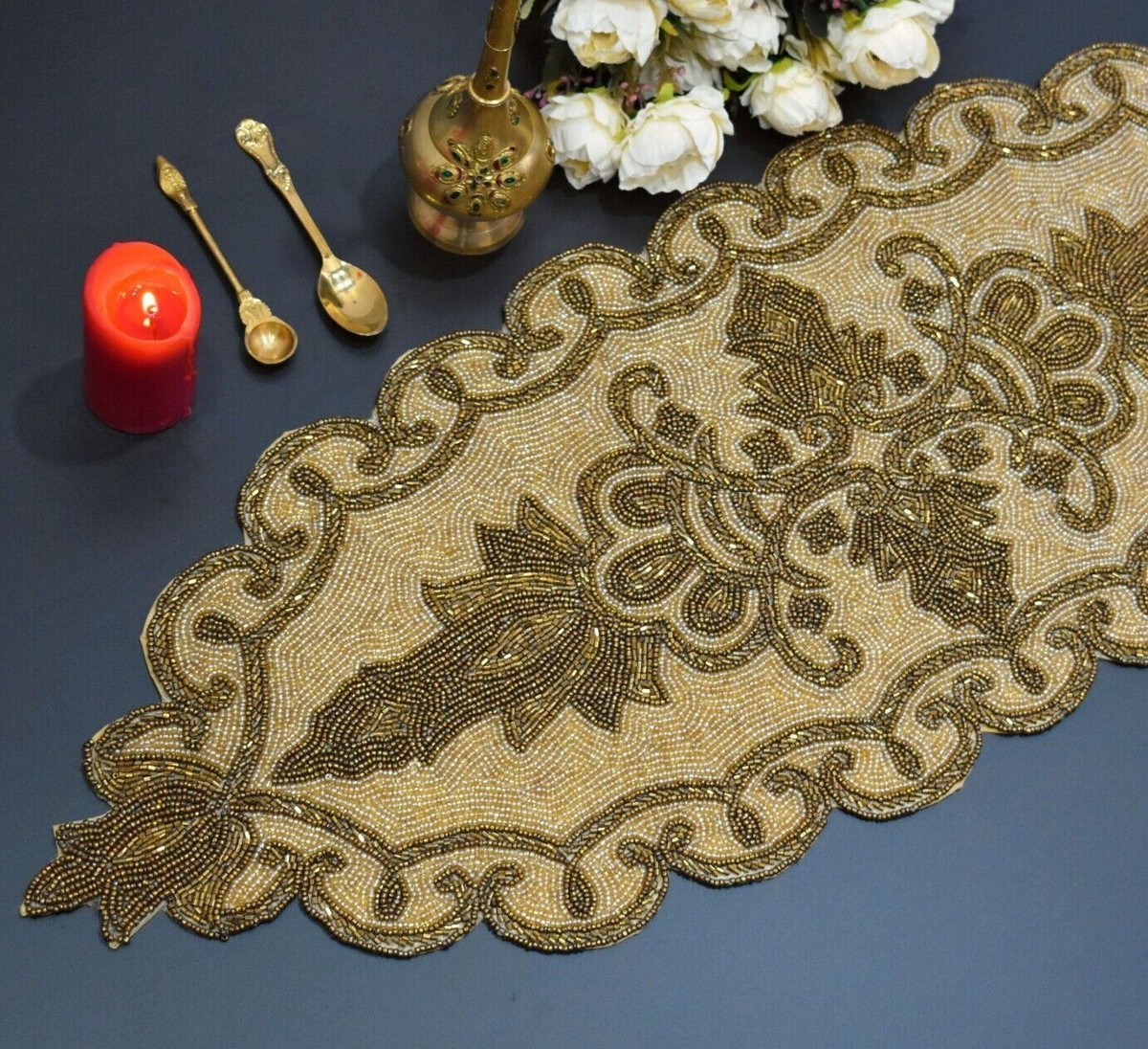 Gold Beaded Table Runner Wholesale Acrylic Table Runner Making Every